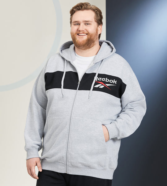 Contrast Chest Full Zip Hoodie Reebok Mr. Big Tall Men s Clothing Shop online and in store for Hoodies designed for the plus size man shipping available across Canada